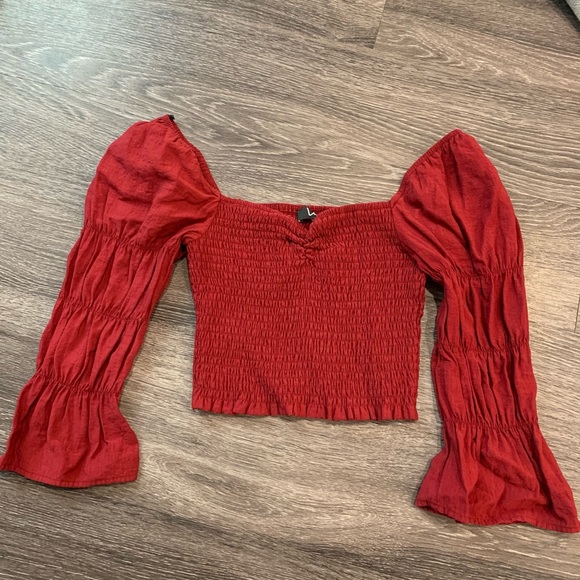 Lulus | Tops | Lulus Red Puff Sleeve Top | Poshmark